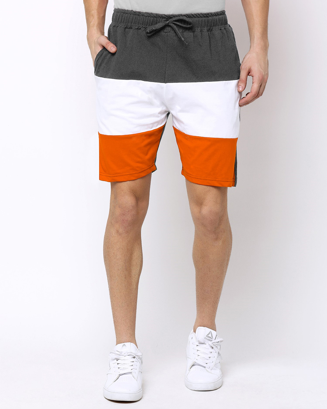Buy Men's Grey Color Block Shorts Online at Bewakoof