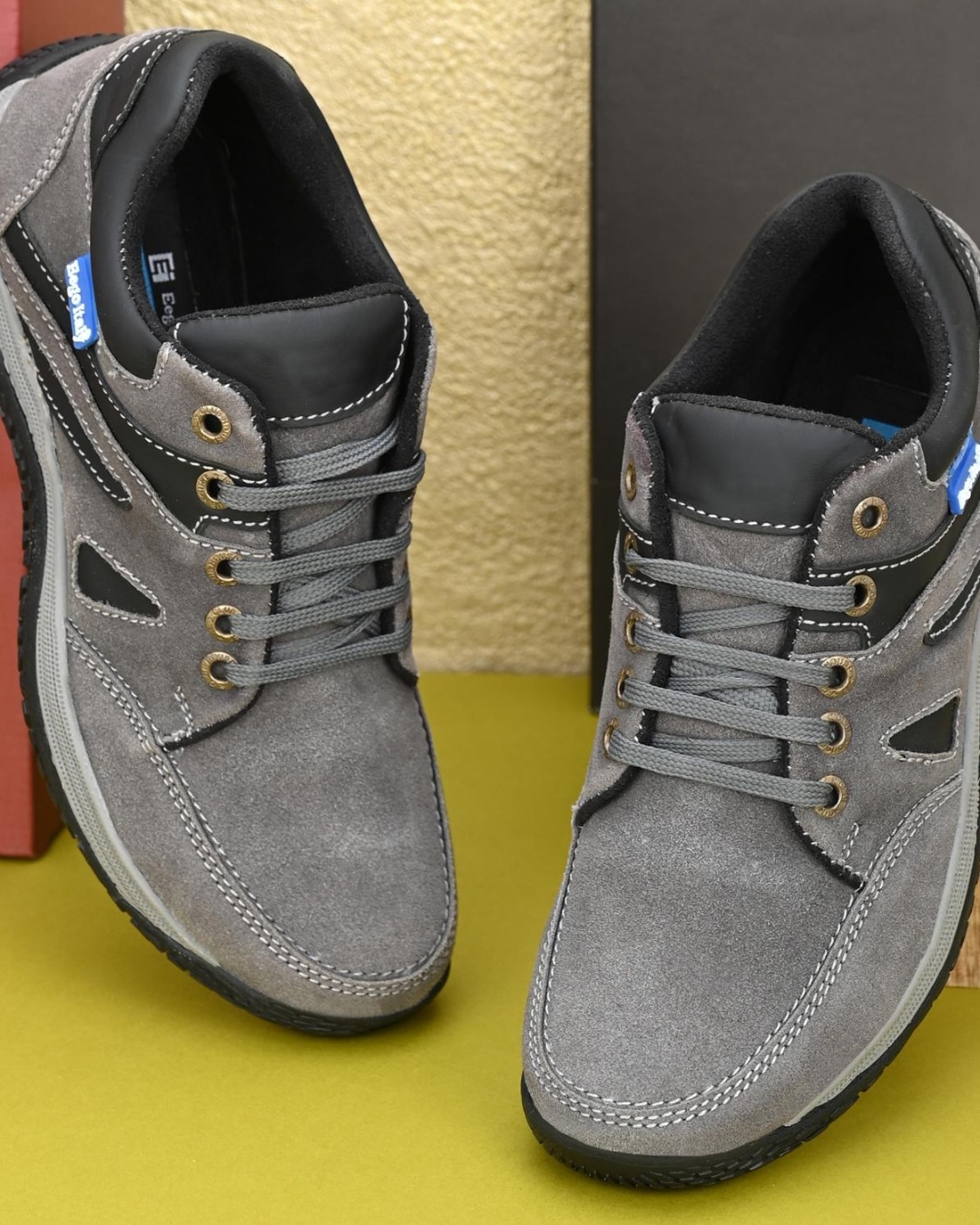 Buy Men's Grey Color Block Sports Shoes Online in India at Bewakoof