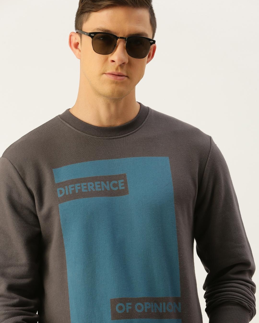 Buy Men's Grey Color Block Sweatshirt Online at Bewakoof