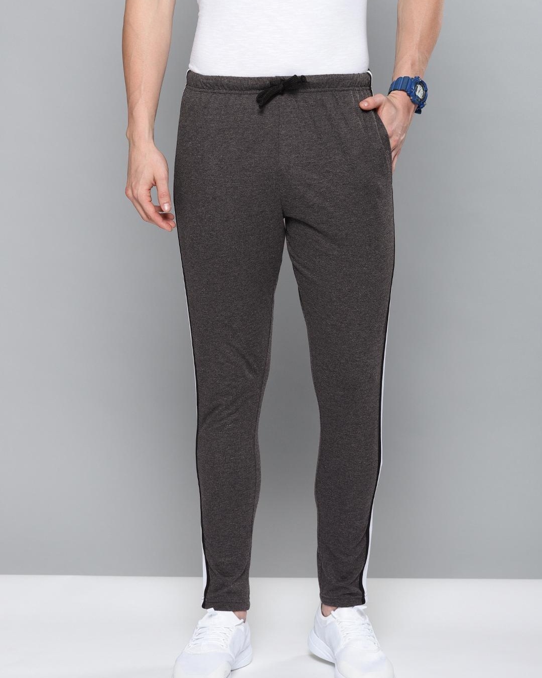 Buy Men's Grey Color Block Track Pants Online at Bewakoof