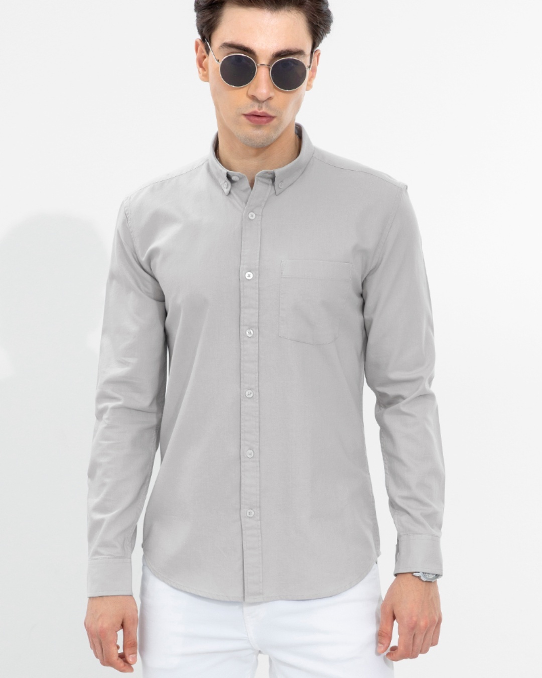 Buy Men's Grey Cotton Shirt Online at Bewakoof