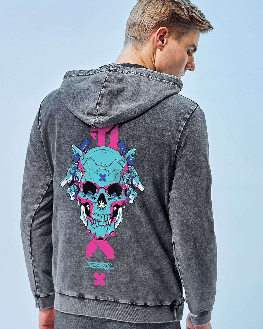 Buy Men's Grey Cyber Punk Graphic Printed Hoodies Online at Bewakoof