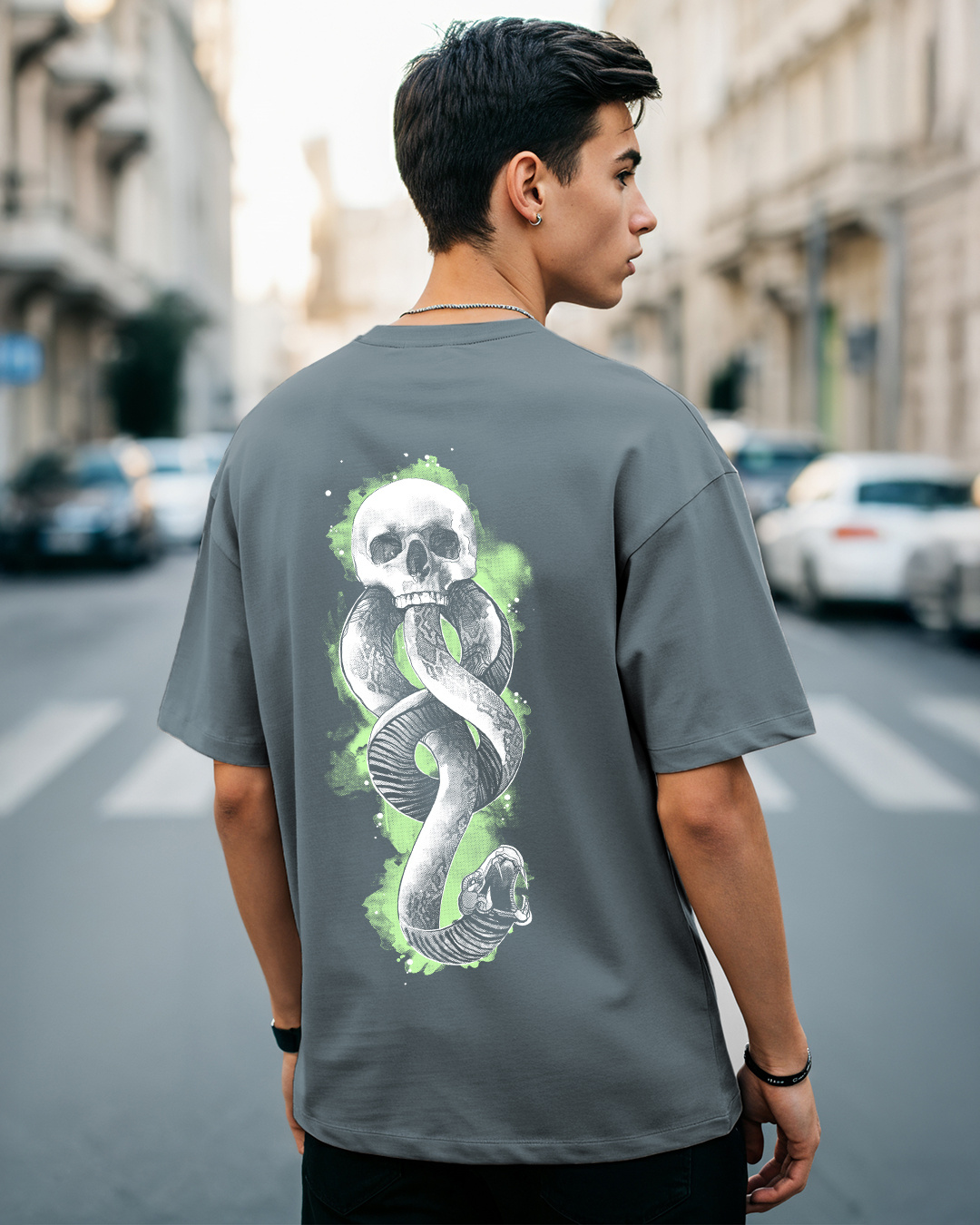 Buy Men's Grey Death Mark Graphic Printed Oversized T-shirt Online at Bewakoof