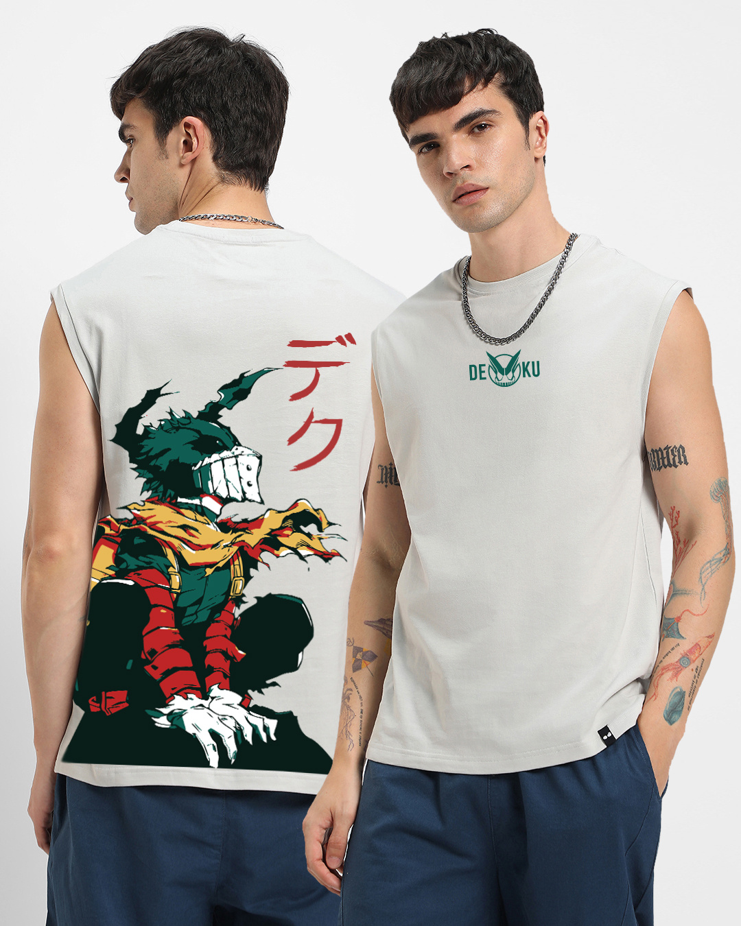 Buy Men's Grey Deku Graphic Printed Boxy Fit Vest Online at Bewakoof