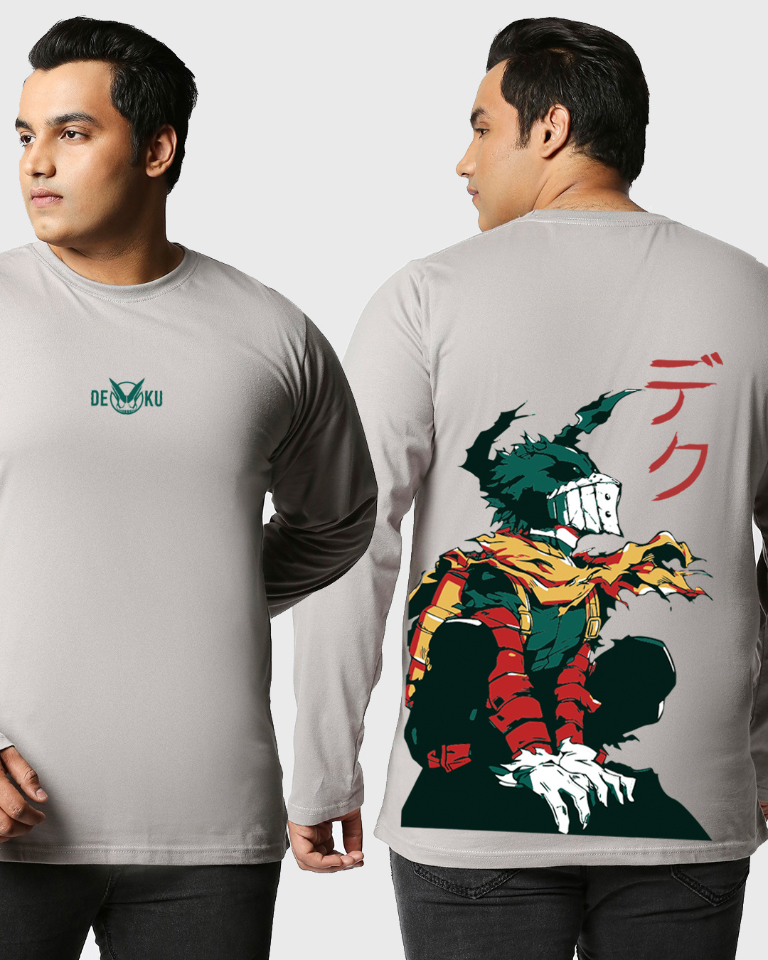 Buy Men's Grey Deku Graphic Printed Plus Size T-shirt Online at Bewakoof