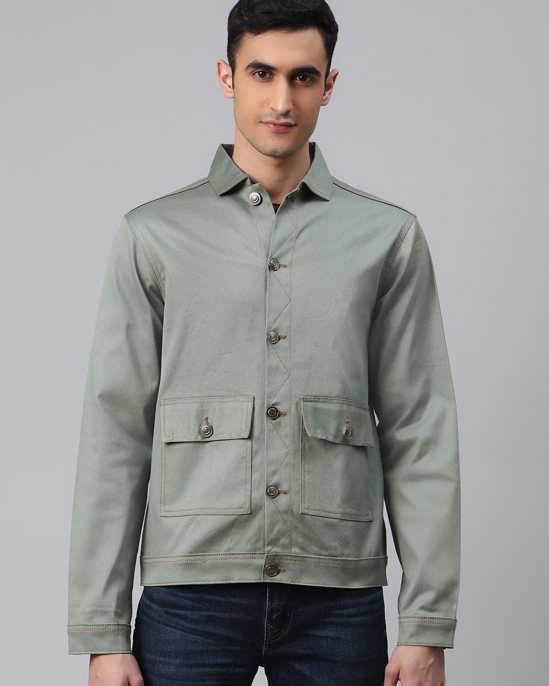 Buy Men's Grey Denim Jacket Online at Bewakoof