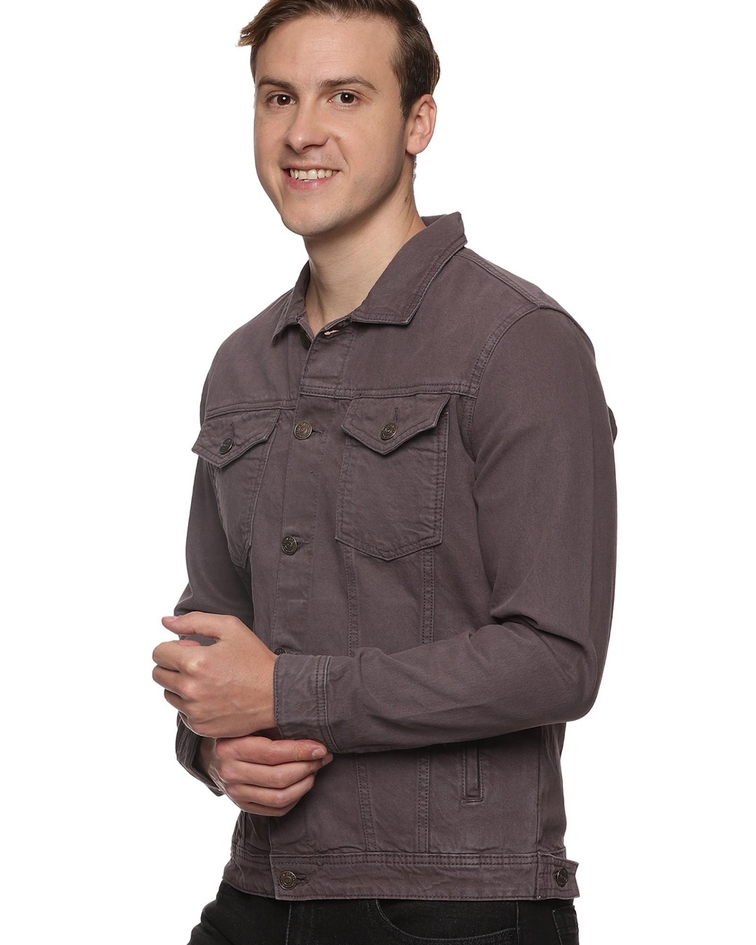 Buy Men's Grey Denim Jacket Online at Bewakoof