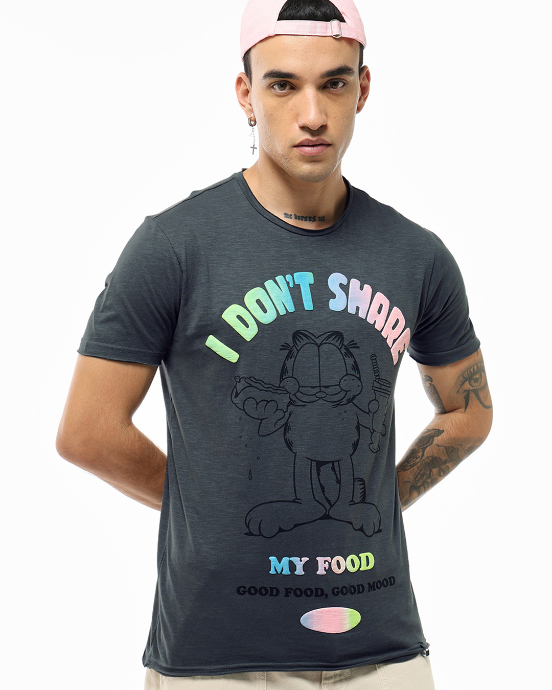 Buy Men's Grey Dont Share Food Graphic Printed T-shirt Online at Bewakoof