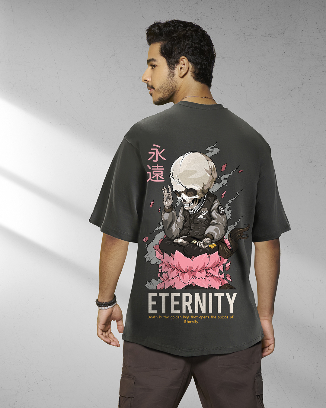 Buy Men's Grey Eternity Graphic Printed Oversized T-shirt Online at ...