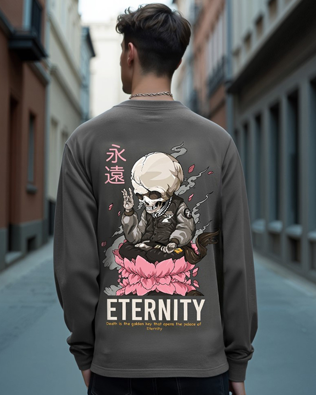 Buy Men's Grey Eternity Graphic Printed Oversized T-shirt Online at ...
