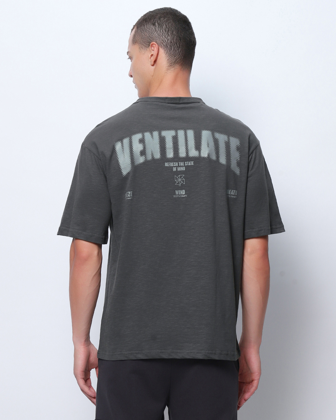 Buy Men's Grey Fly High Typography Oversized T-shirt Online at Bewakoof