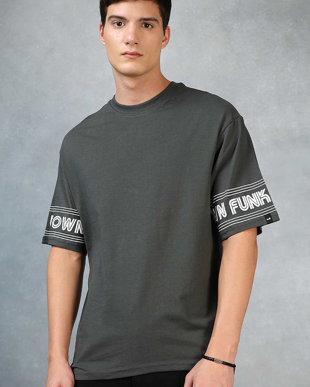 Buy Men's Grey Funk Typography Oversized T-shirt Online at Bewakoof