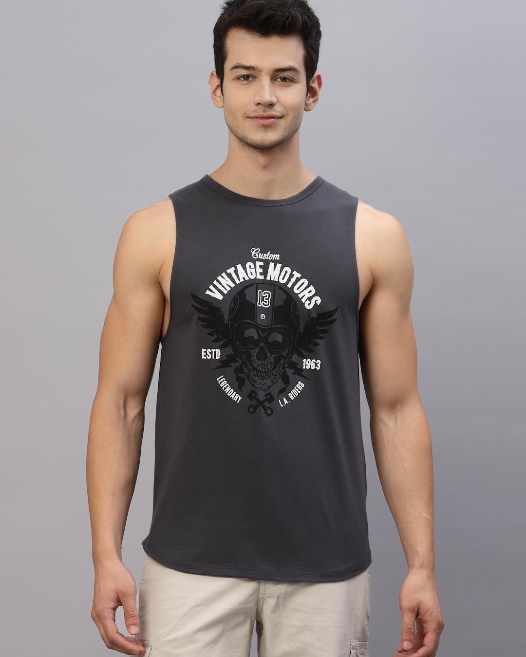 Buy Men's Grey Graphic Printed Slim Fit T-shirt Online at Bewakoof
