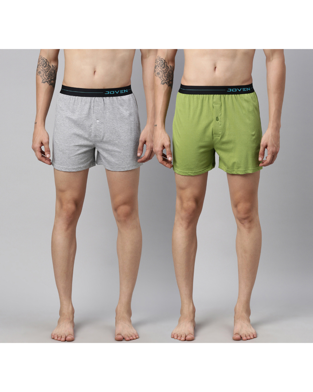 Buy Pack of 2 Men's Grey & Green Boxers Online in India at Bewakoof
