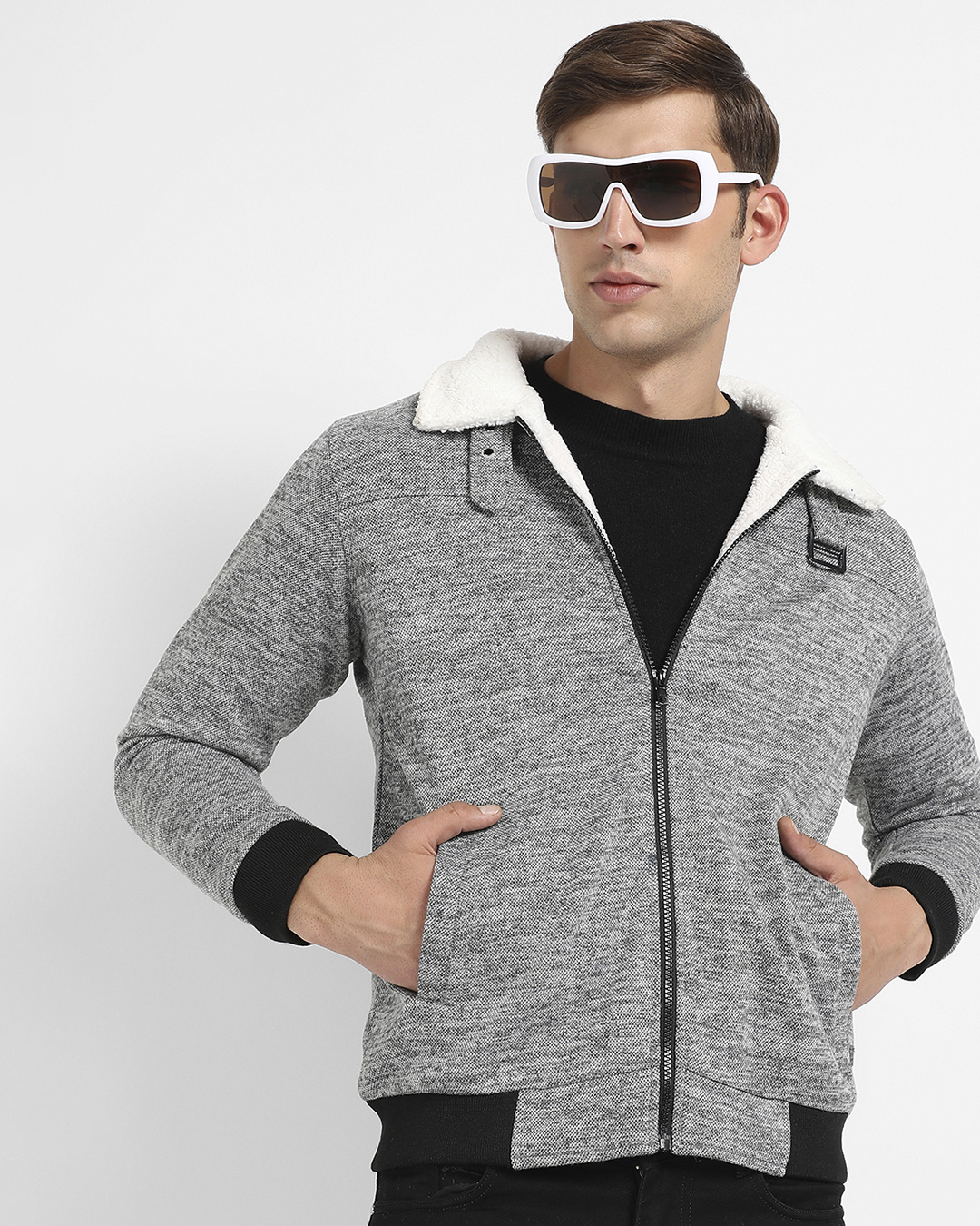 Buy Men's Grey Jacket Online at Bewakoof