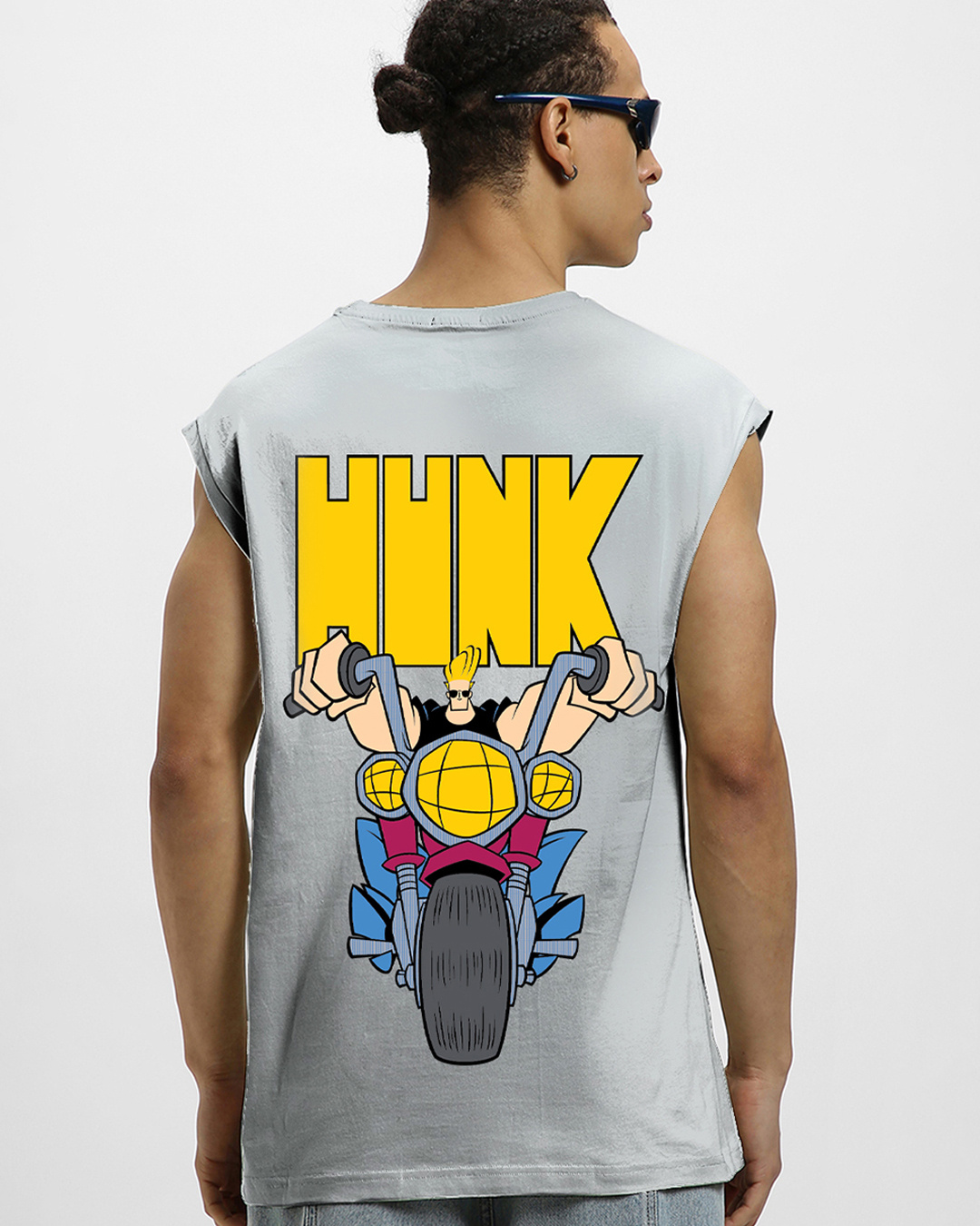 Buy Men's Grey Johnny Bravo Graphic Printed Boxy Fit Vest Online at ...