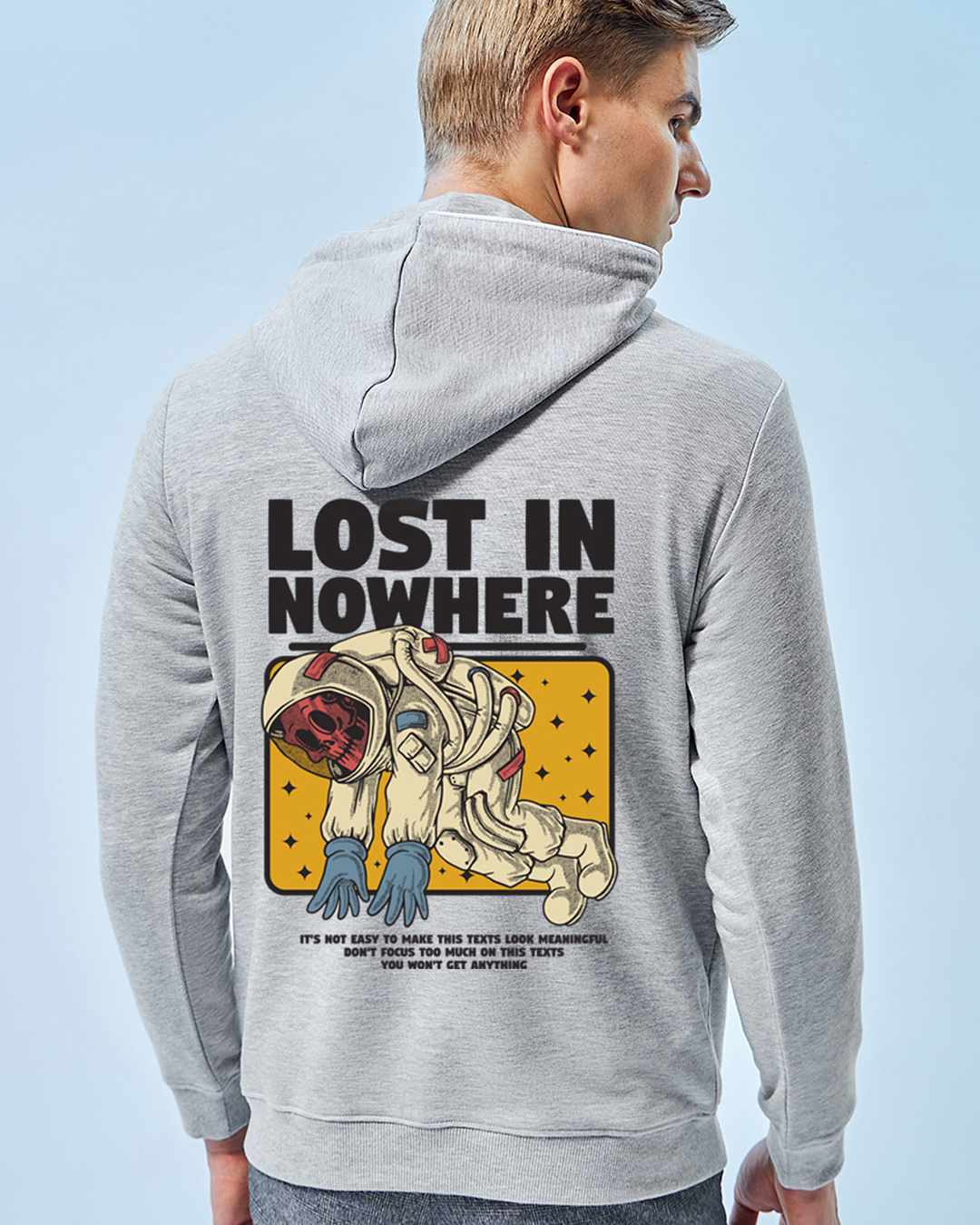 Buy Men's Grey Lost in Nowhere Graphic Printed Hoodies Online at Bewakoof