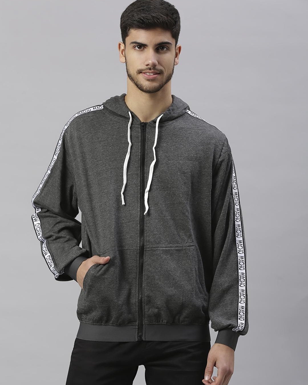 Buy Men's Grey Macho Typography Hoodie Online at Bewakoof