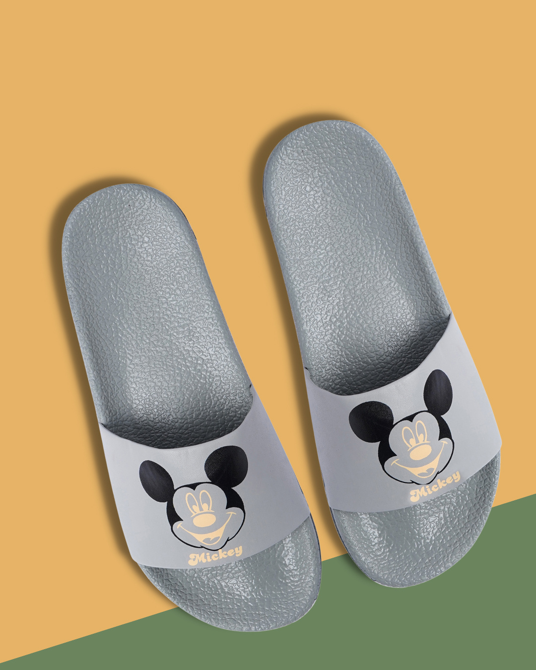 Buy Men's Grey Mickey Mouse Printed Sliders Online in India at Bewakoof