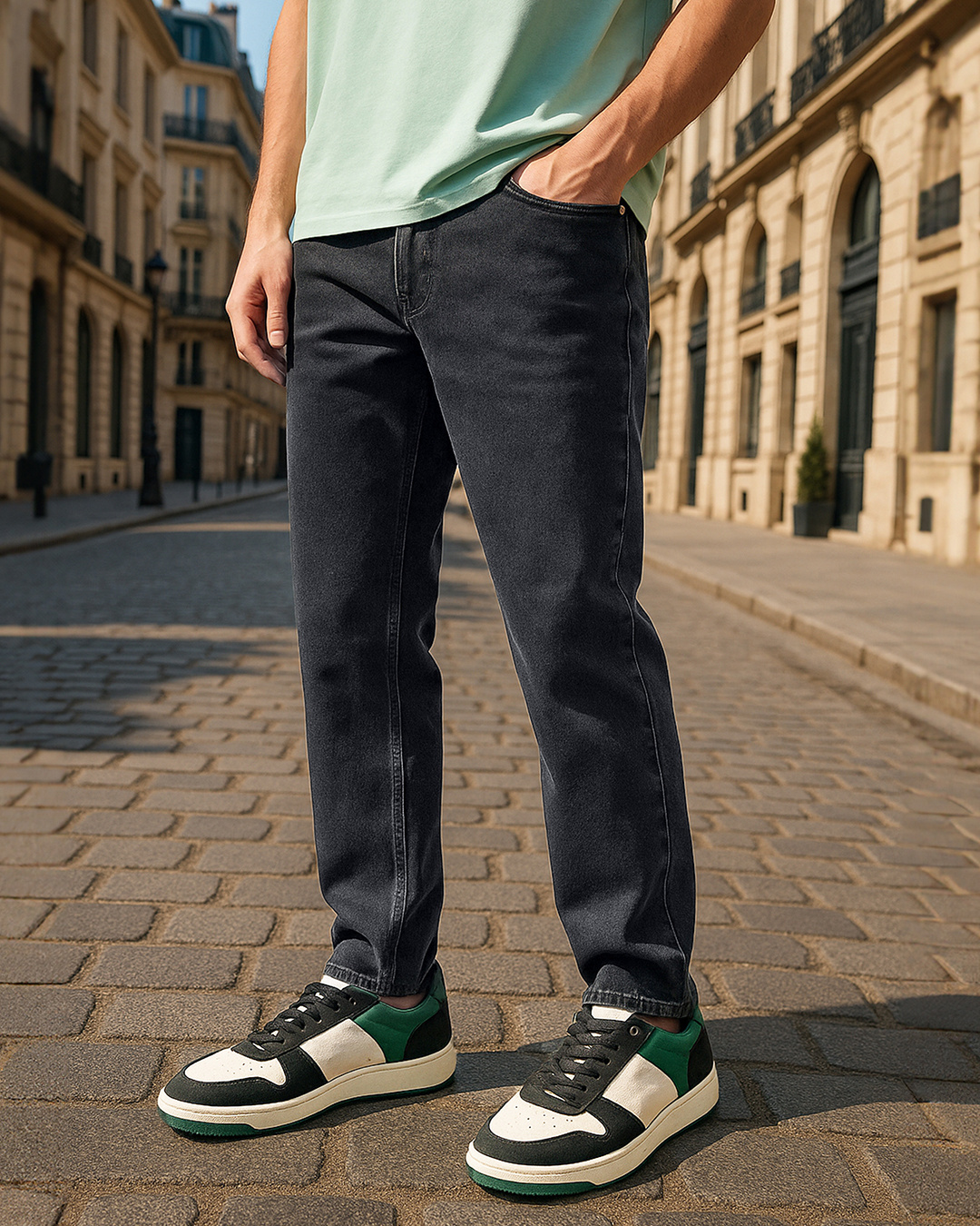 Buy Men's Grey Slim Straight Fit Stretchable Mid-Rise Jeans Online at ...