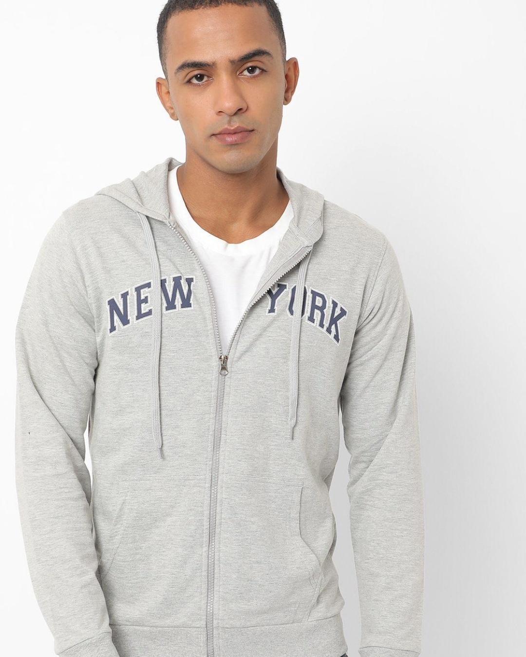 Buy Men's Grey New York Typography Hoodie Online at Bewakoof