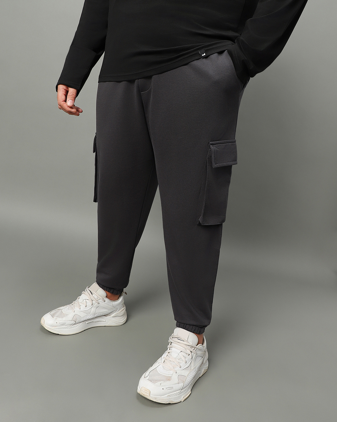 Buy Men's Grey Oversized Plus Size Cargo Joggers Online at Bewakoof