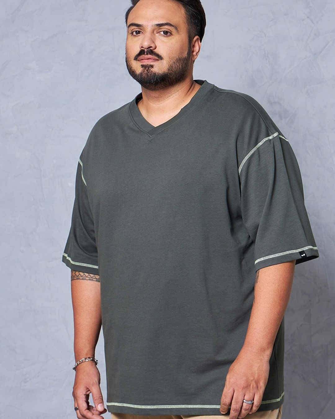 Buy Men's Grey Oversized Plus Size T-shirt Online at Bewakoof
