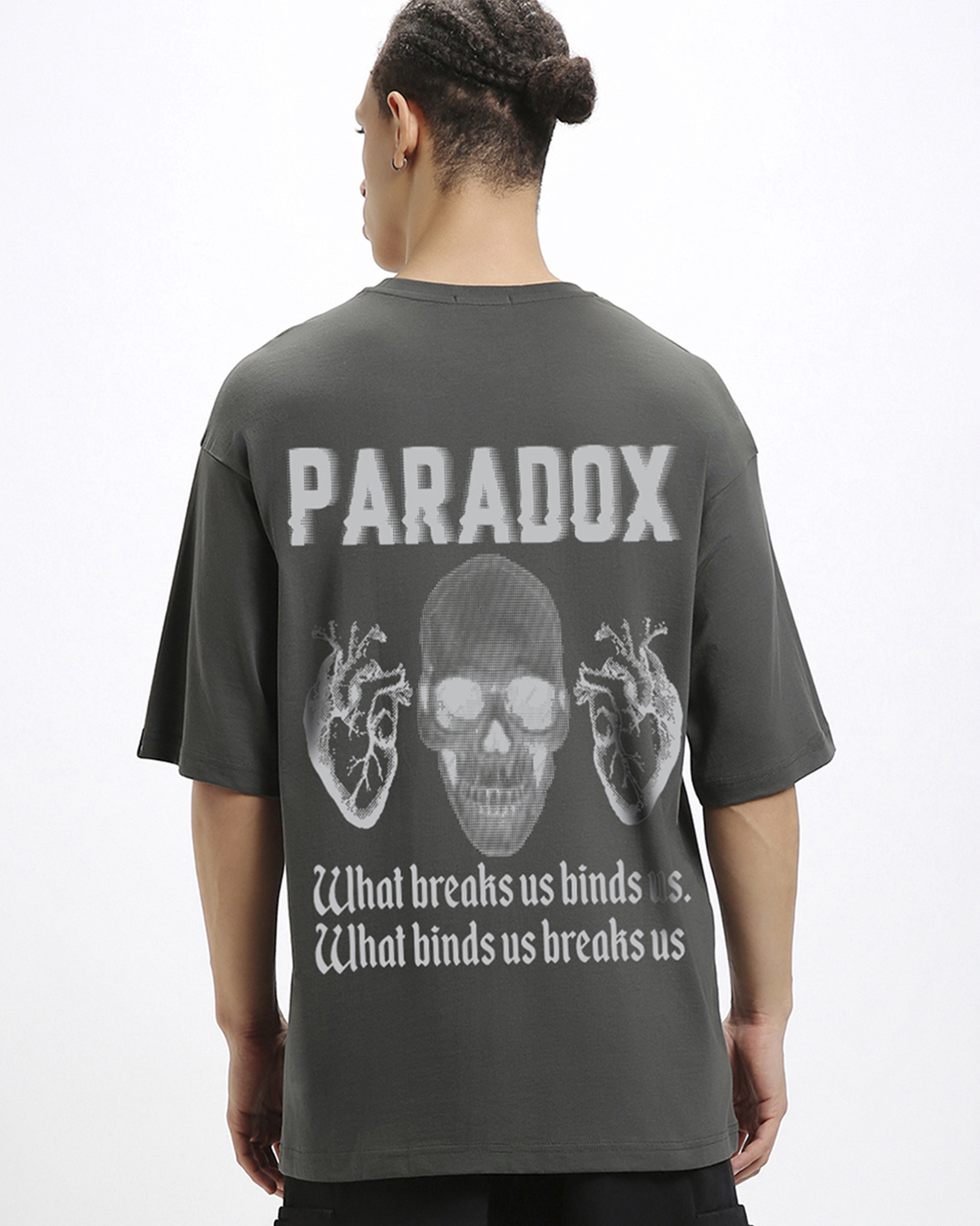 Buy Men's Grey Paradox Graphic Printed Oversized T-shirt Online at Bewakoof
