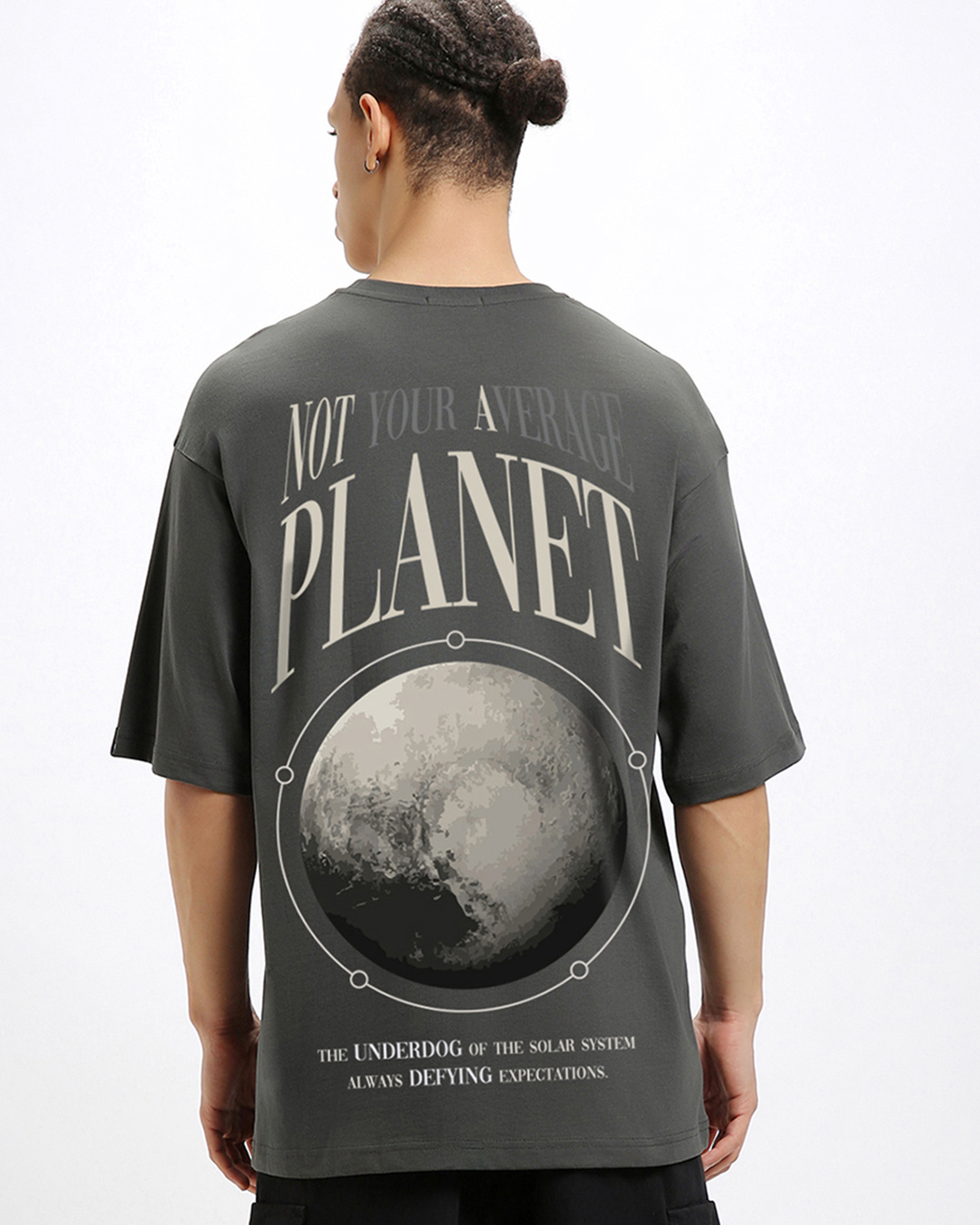 Buy Men's Grey Pluto Graphic Printed Oversized T-shirt Online at Bewakoof