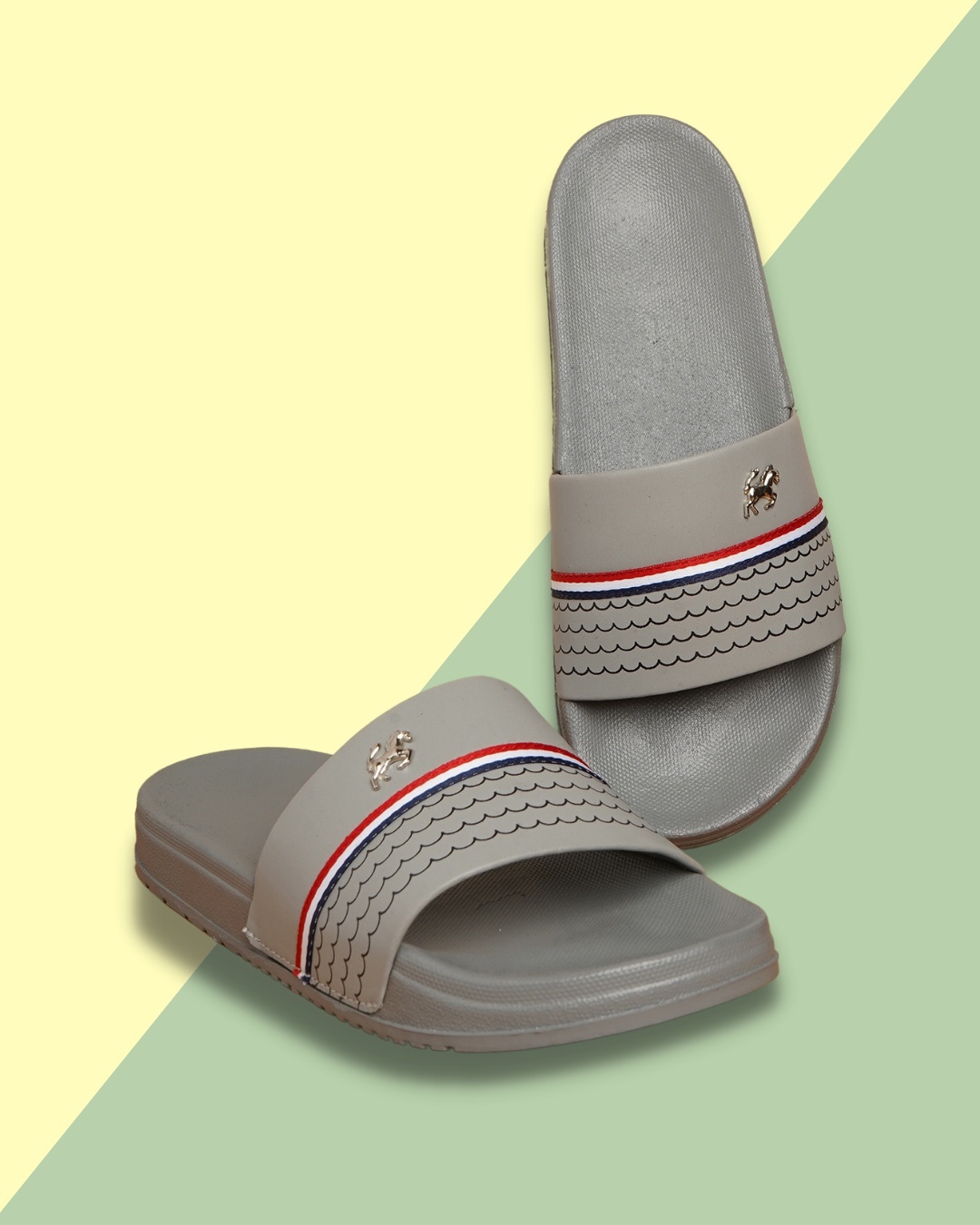 Buy Men's Grey Printed Sliders Online in India at Bewakoof