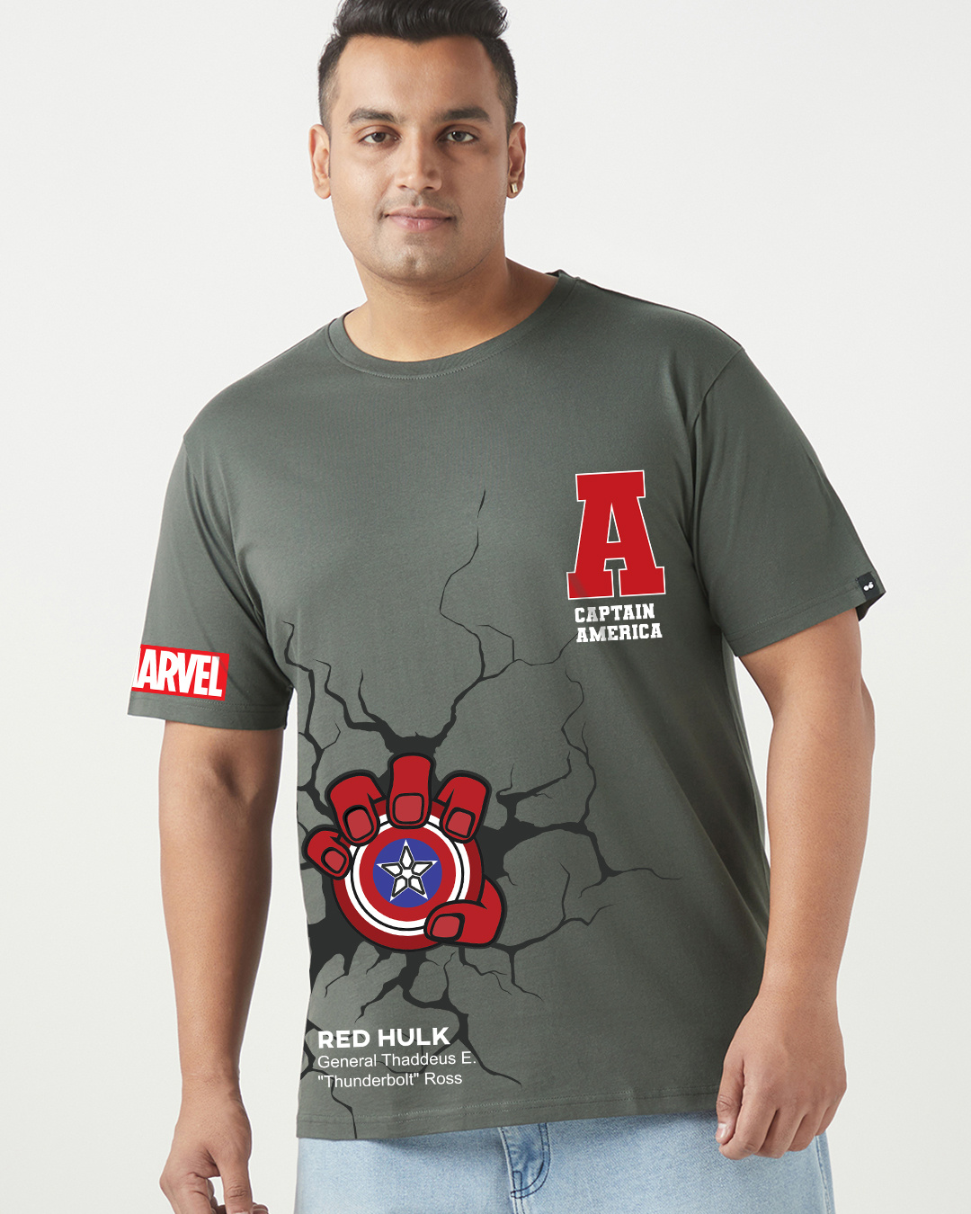 Buy Men's Grey Red Hulk Graphic Printed Plus Size T-shirt Online at Bewakoof