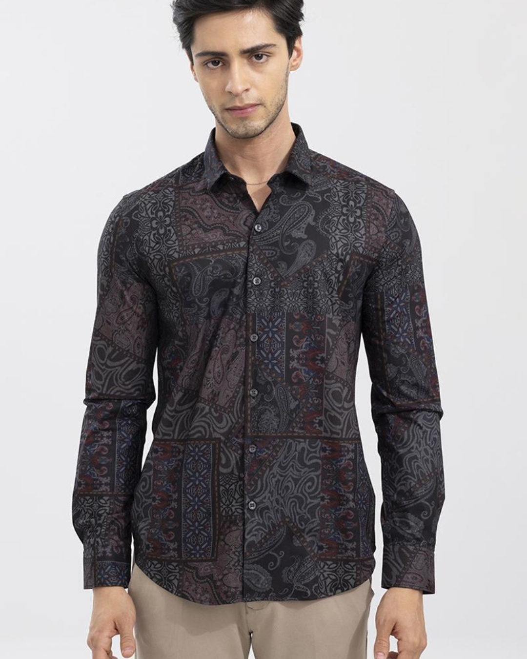 Buy Men's Grey Roman Printed Slim Fit Shirt Online at Bewakoof
