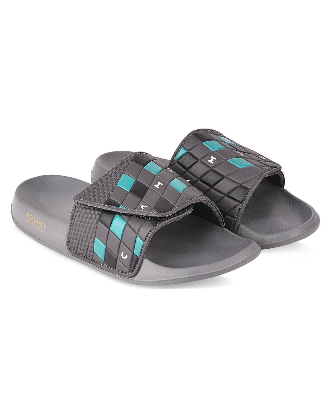 Buy Men's Grey Self Design Sliders Online in India at Bewakoof