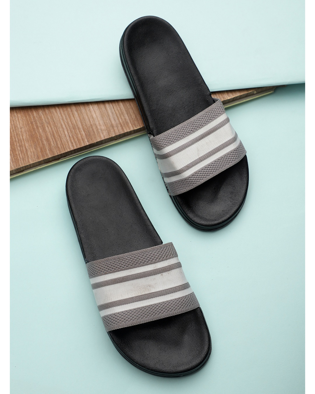 Buy Men's Grey Sliders Online in India at Bewakoof