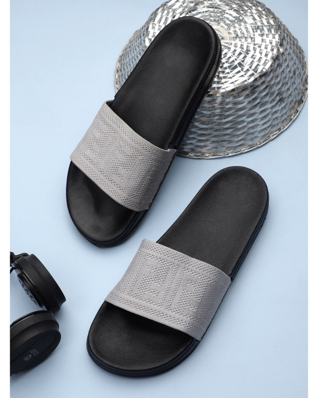 Buy Men's Grey Sliders Online in India at Bewakoof