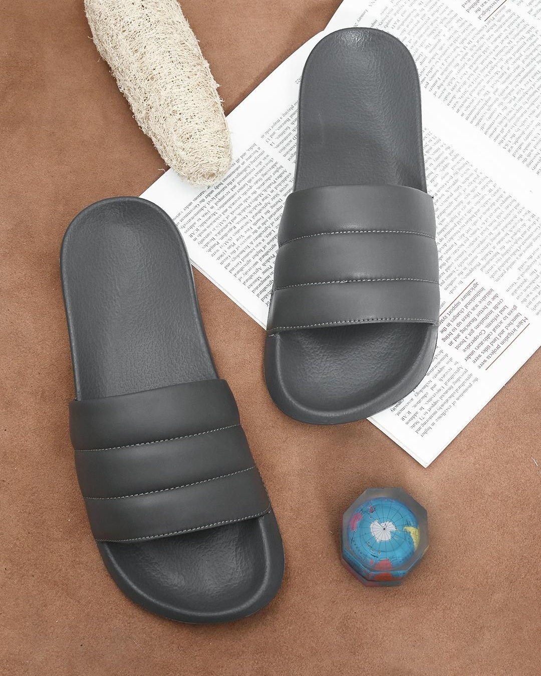 Buy Men's Grey Sliders Online in India at Bewakoof