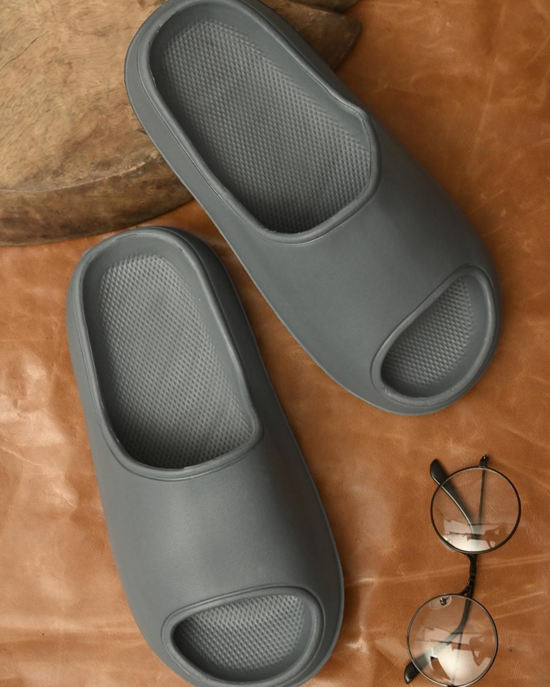 Buy Men's Grey Sliders Online in India at Bewakoof