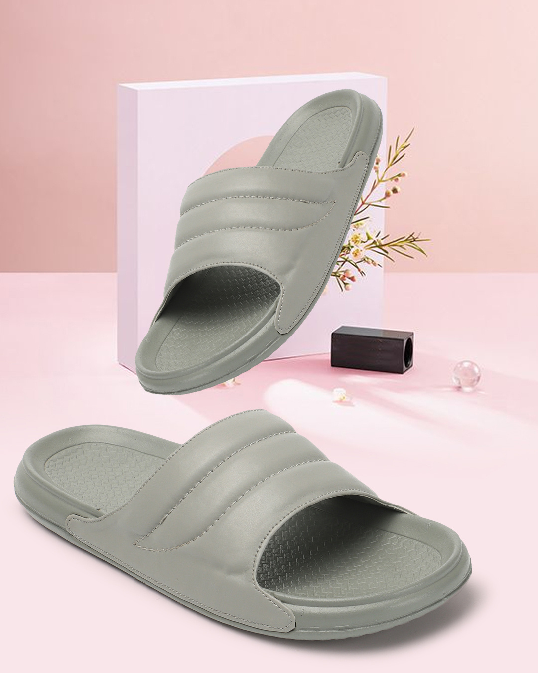 Buy Men's Grey Sliders Online in India at Bewakoof