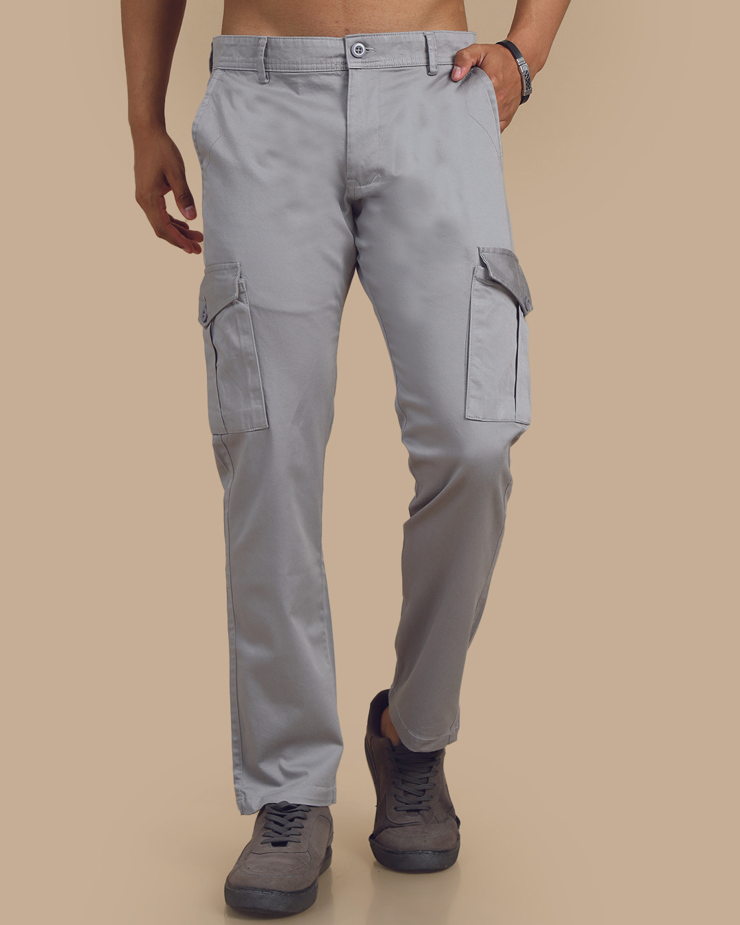 Buy Men's Stone Grey Slim Fit Cargo Pants Online at Bewakoof
