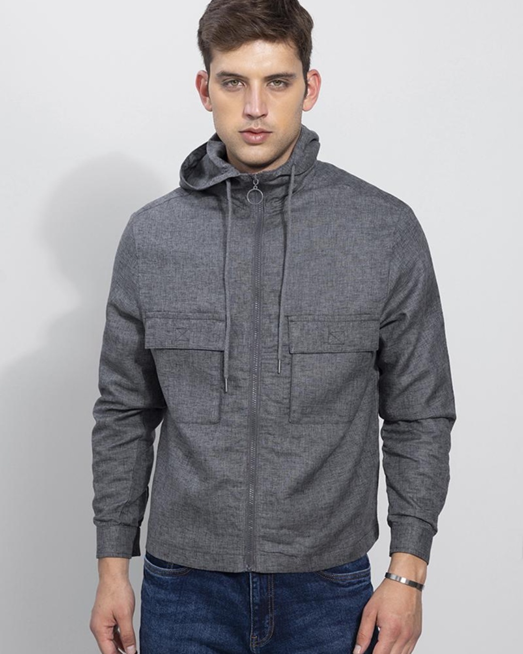 Buy Men's Grey Slim Fit Jacket Online at Bewakoof
