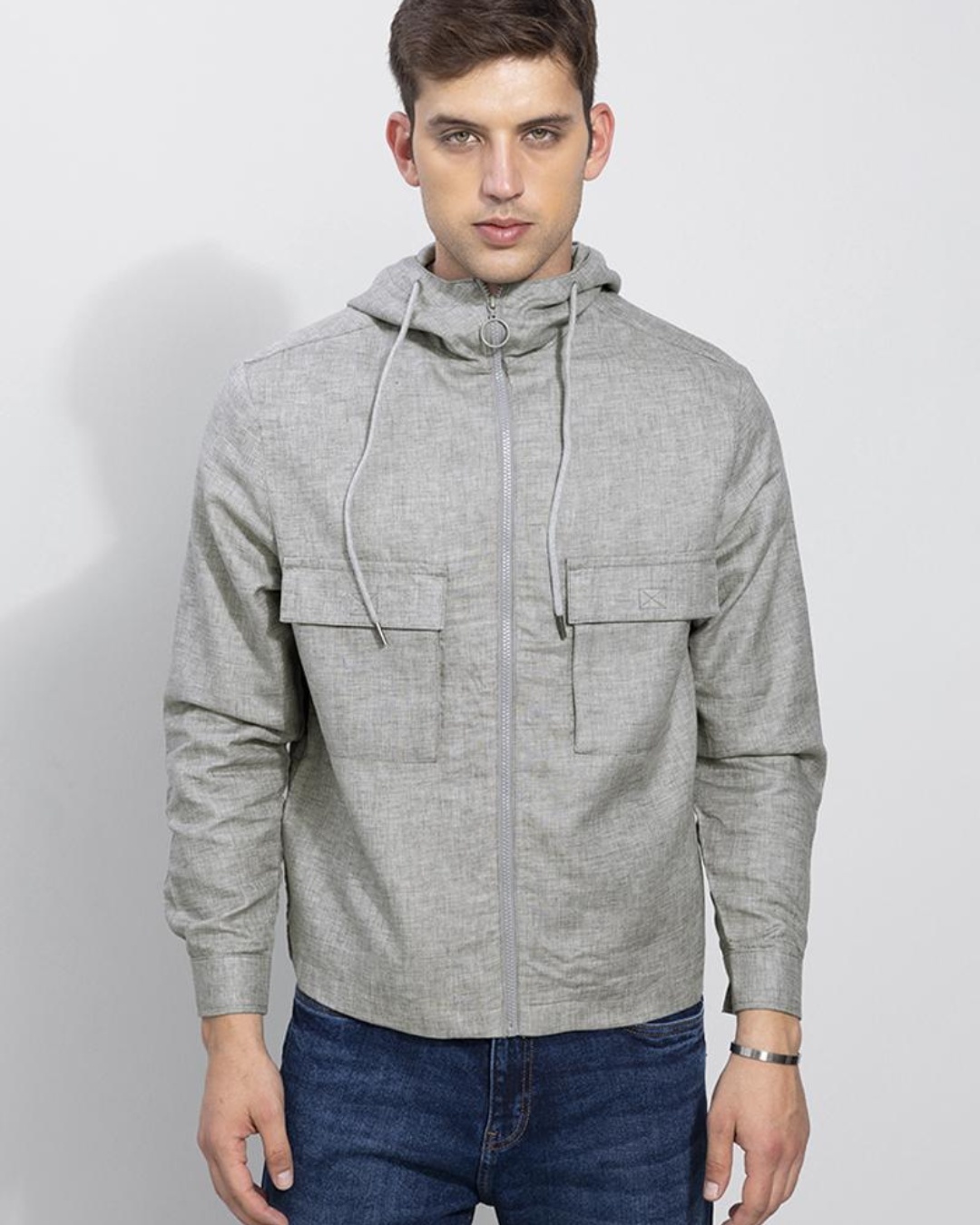 Buy Men's Grey Slim Fit Jacket Online at Bewakoof