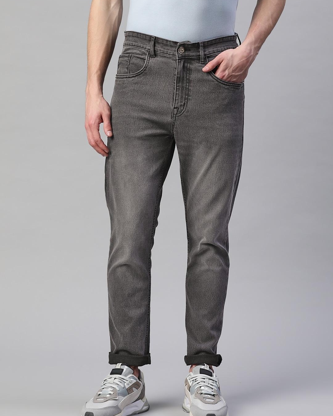 Buy Men's Grey Slim Fit Jeans Online at Bewakoof