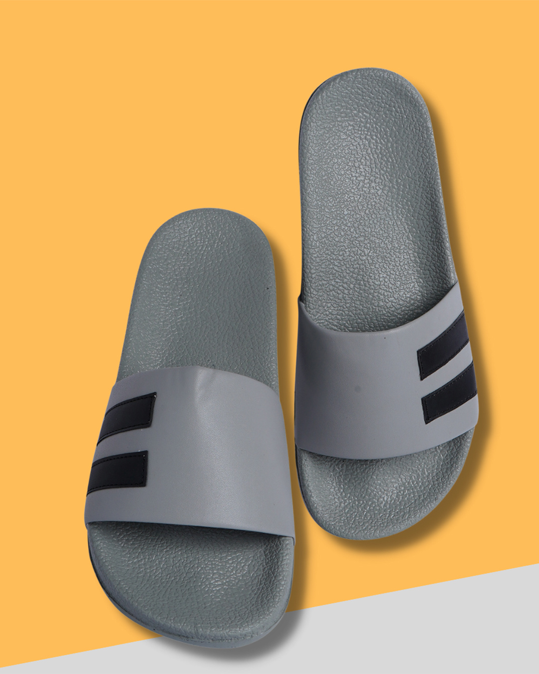 Buy Men's Grey Striped Sliders Online in India at Bewakoof
