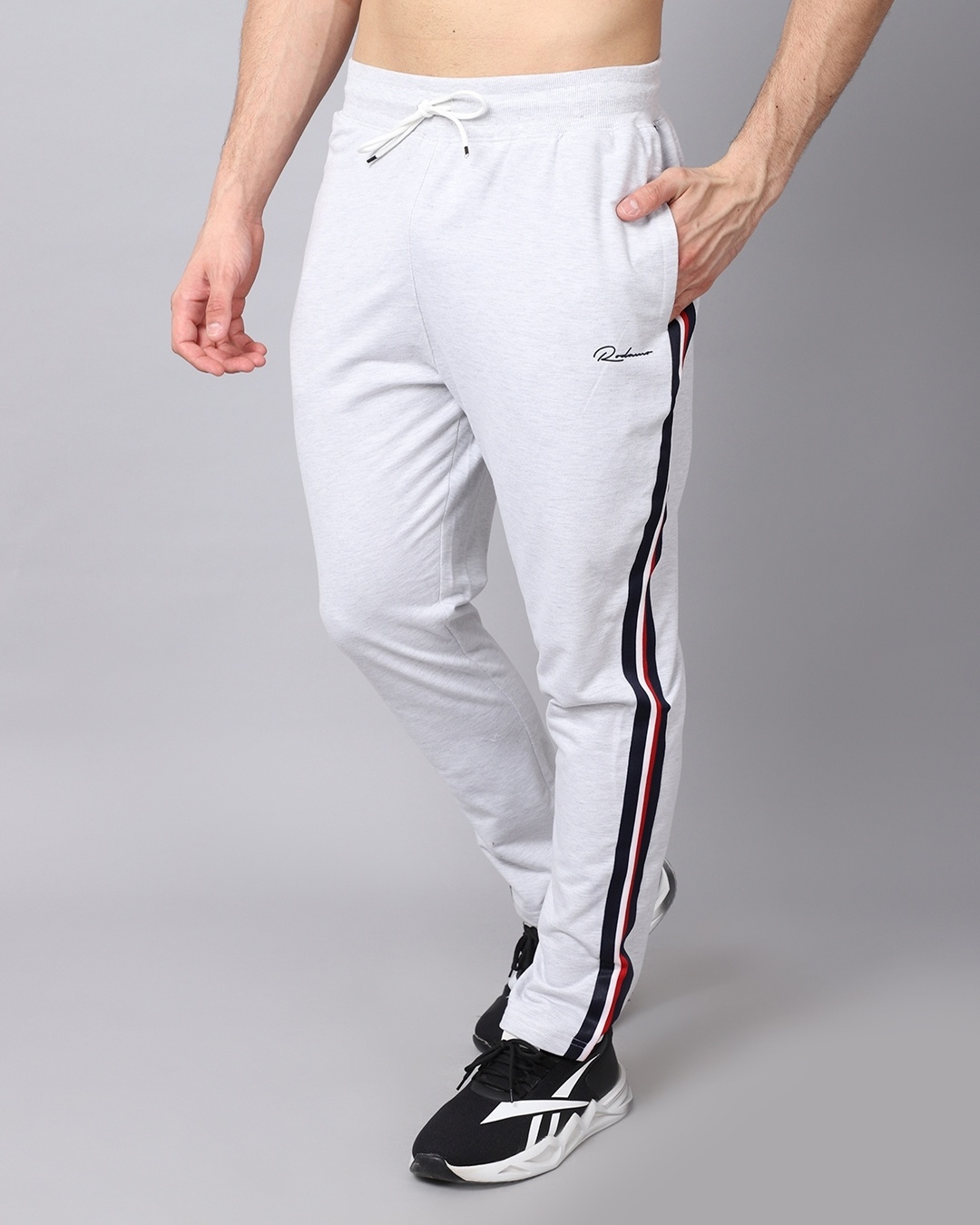 Buy Men's Grey Striped Slim Fit Track Pants Online at Bewakoof