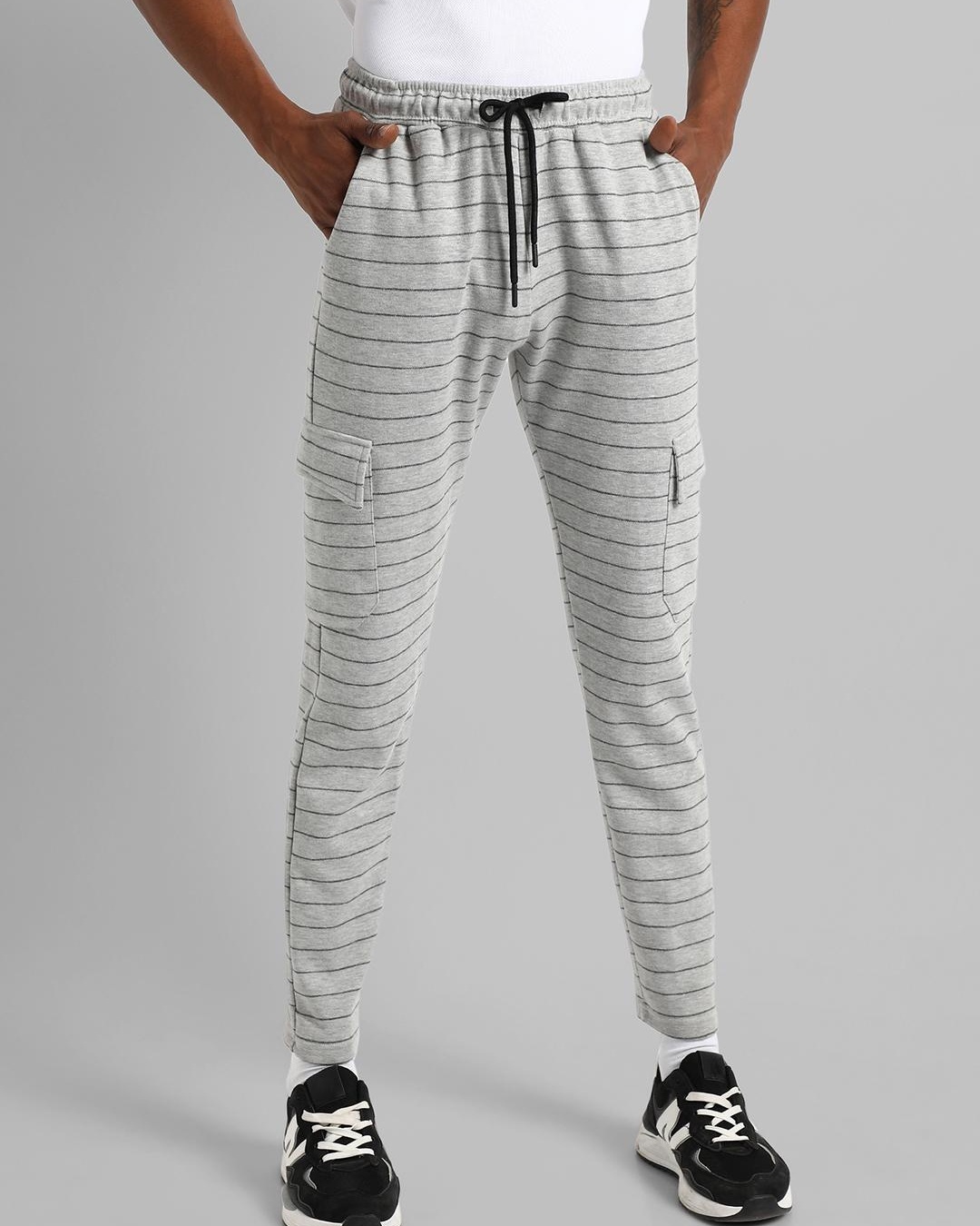 Buy Men's Grey Striped Track Pants Online at Bewakoof