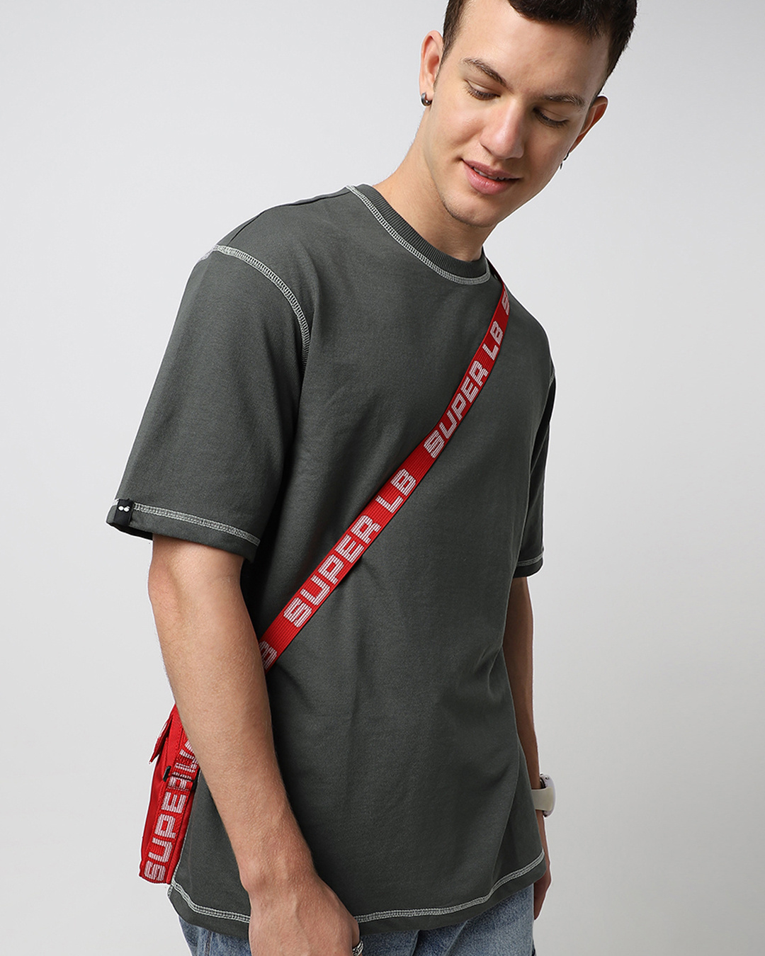 Buy Men's Grey Super Loose Fit T-shirt Online at Bewakoof