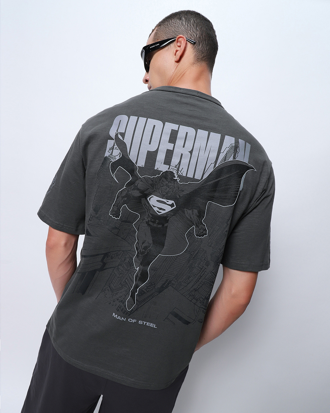 Buy Men's Grey Superfly Graphic Printed Oversized T-shirt Online at Bewakoof