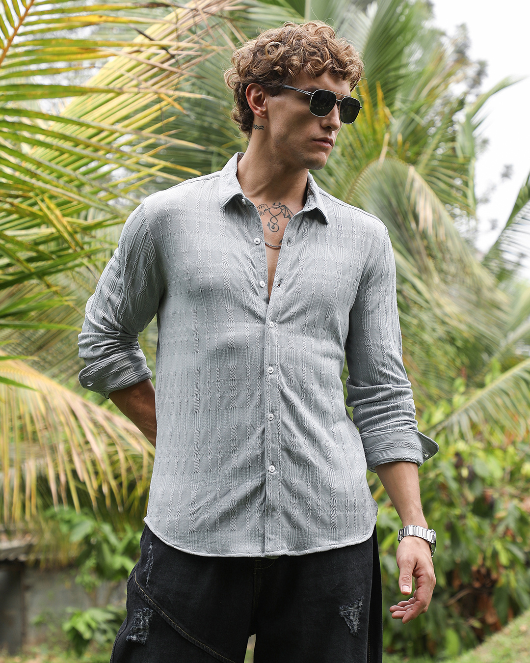 Buy Men's Grey Textured Shirt Online at Bewakoof