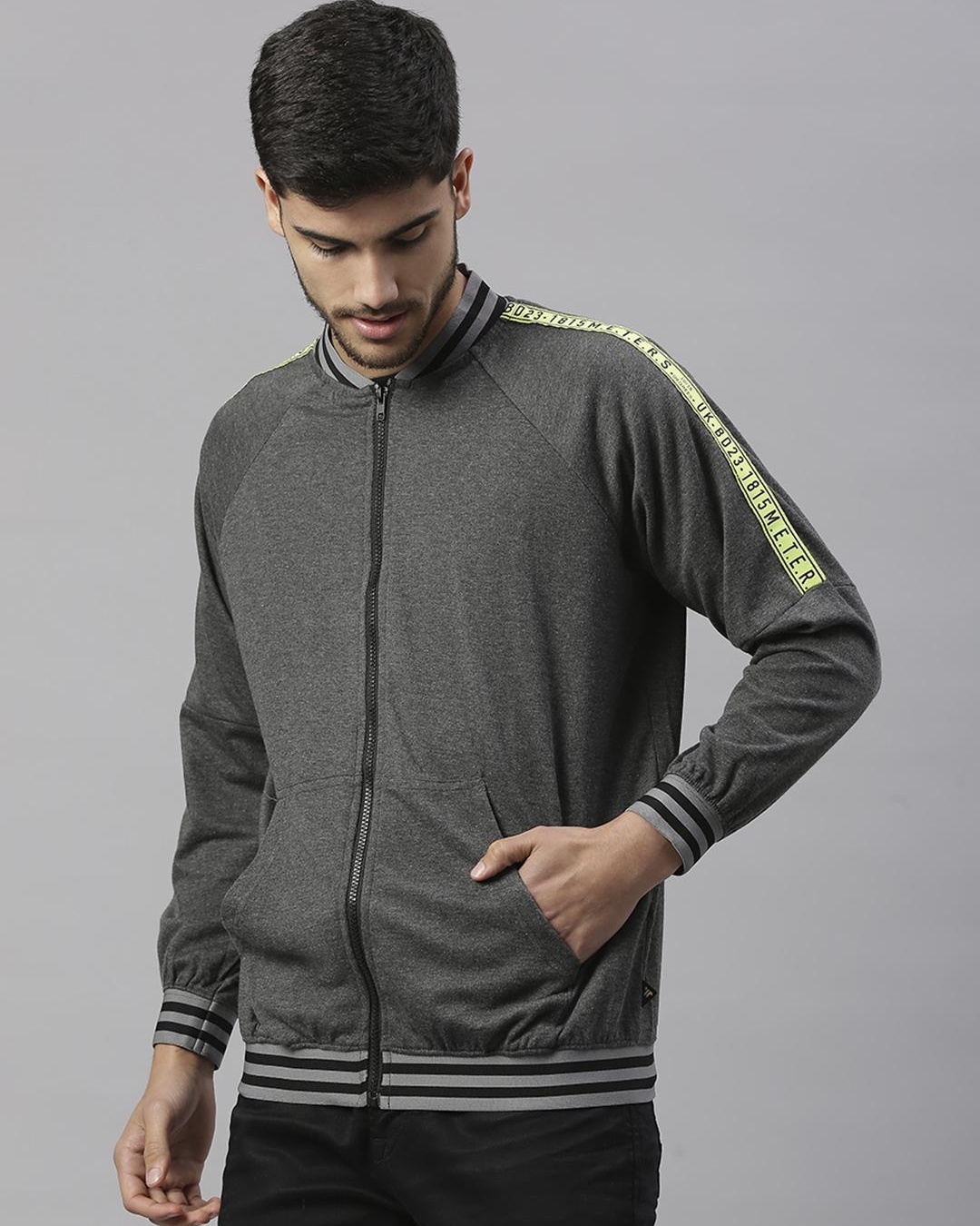 Buy Men's Grey Typography Jacket Online at Bewakoof