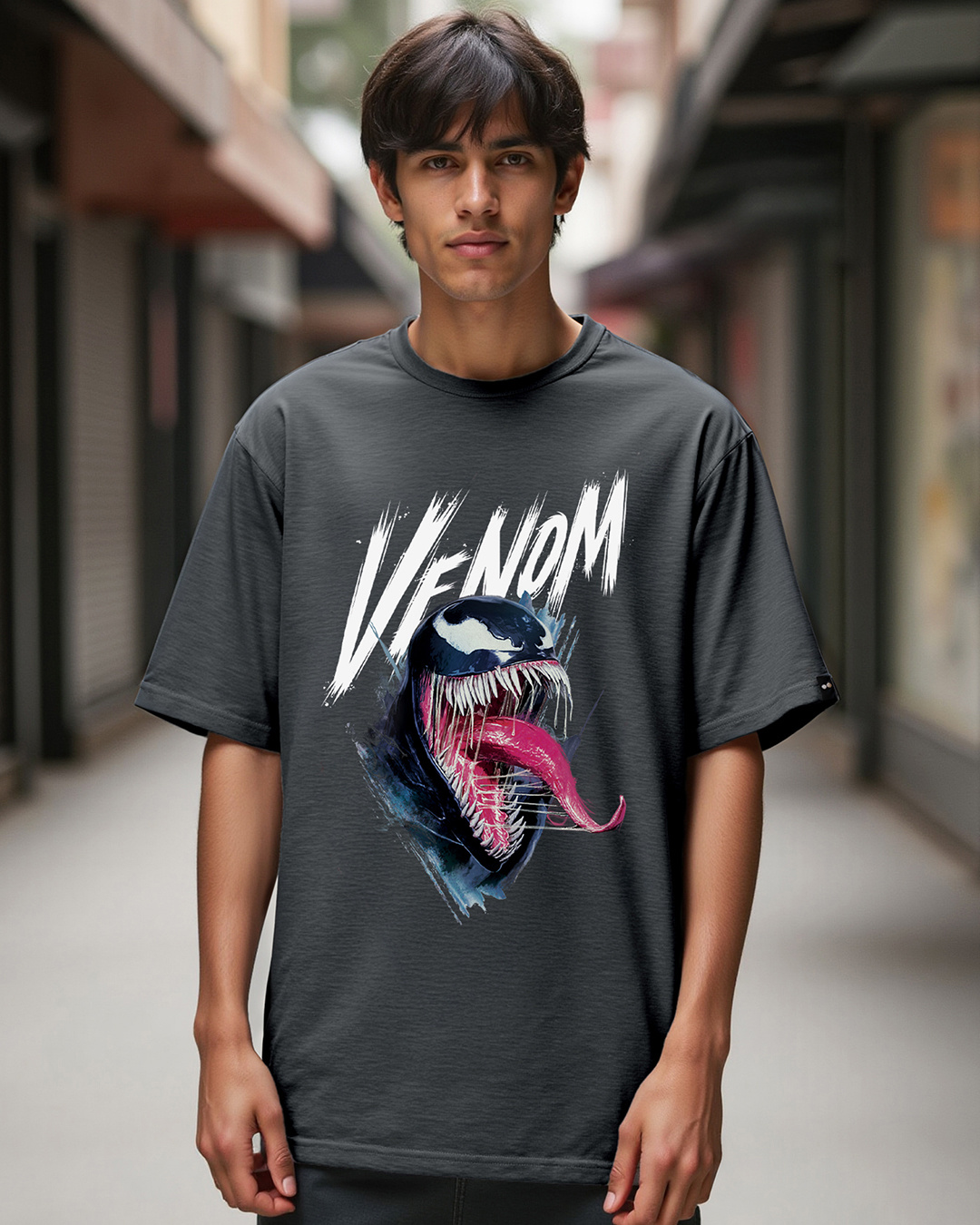 Buy Men's Grey Venom Scream Graphic Printed Oversized T-shirt Online at ...